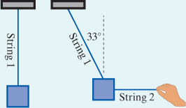 A block hangs from a string. Then you pull the block to the side with ...